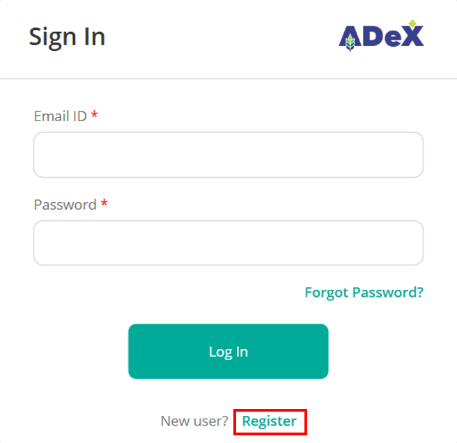 Registration | ADeX Documentation